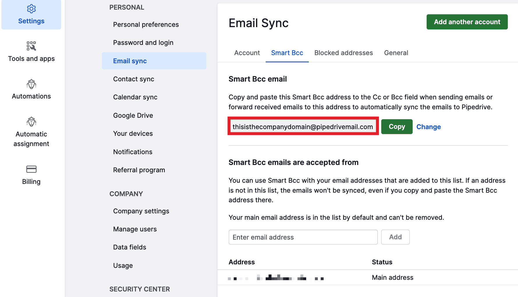 Smart Bcc - Knowledge Base | Pipedrive